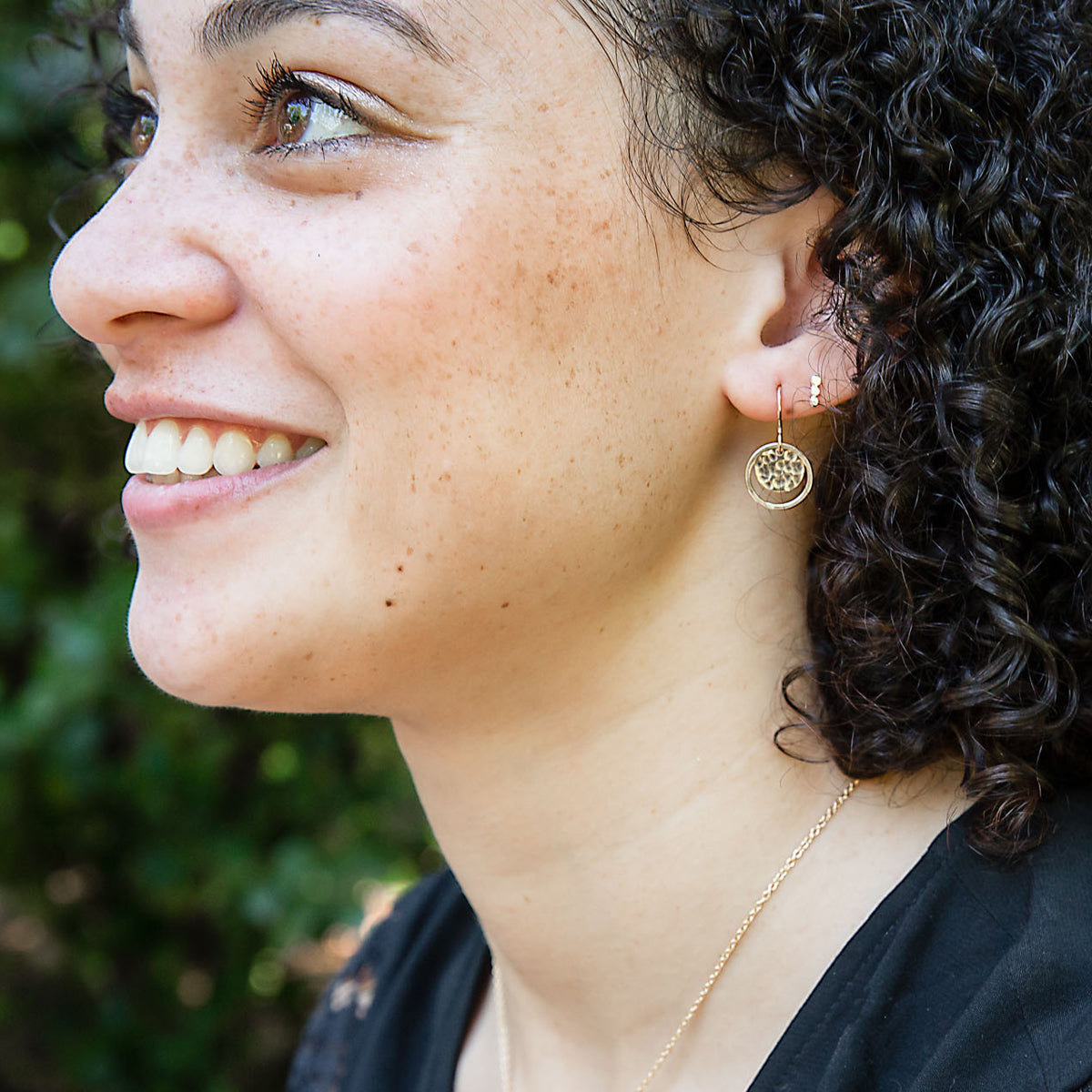 Hammered Halo Earrings - gold-filled – Wild Oats & Billy Goats NSB