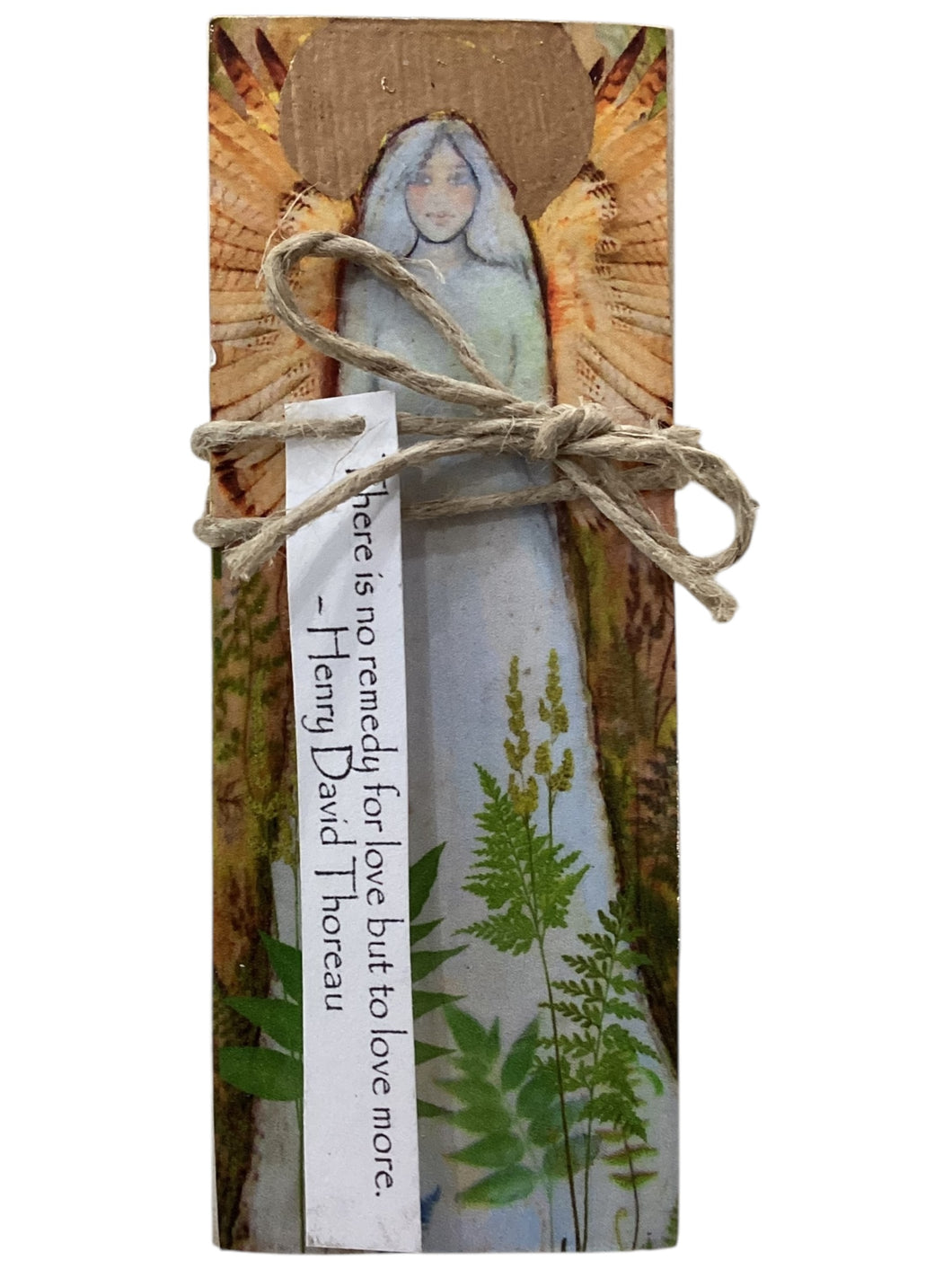 Small Wood Block Angel - There is no remedy for love but to love more ...