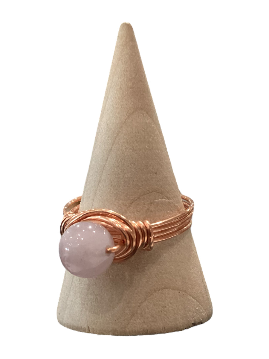 Rose Quartz Copper Wrapped Ring – Wild Oats & Billy Goats NSB