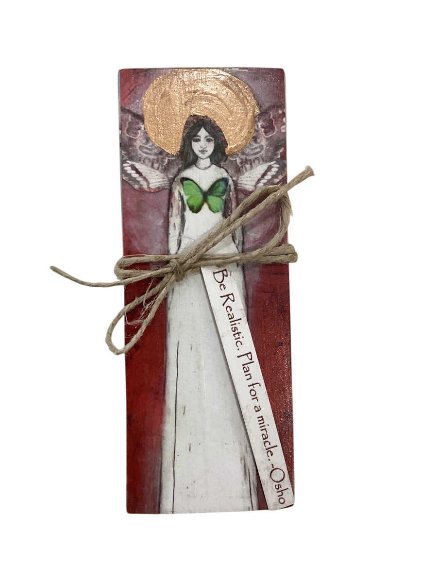 Small Wood Block Angel – Wild Oats & Billy Goats NSB
