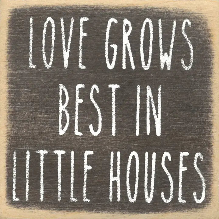 4" x 4" Wooden Block Sign - Little Houses – Wild Oats & Billy Goats NSB