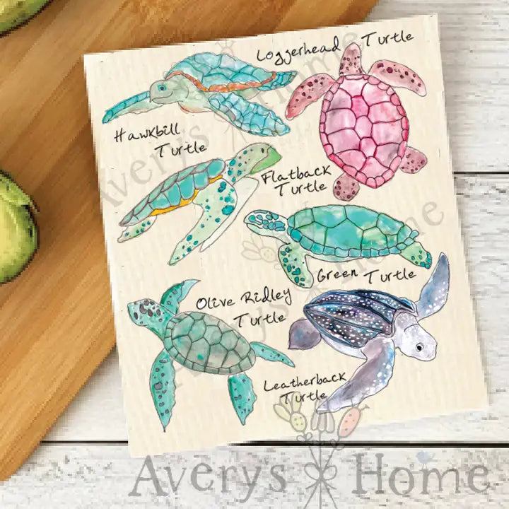 Sea Turtle Breeds Swedish Dishcloth – Wild Oats & Billy Goats NSB