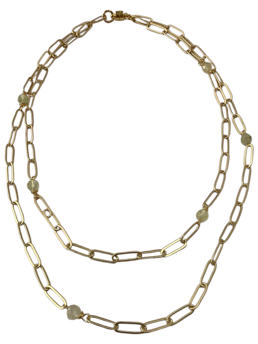 Matte Gold Paperclip Chain Necklace with Jade – Wild Oats & Billy Goats NSB