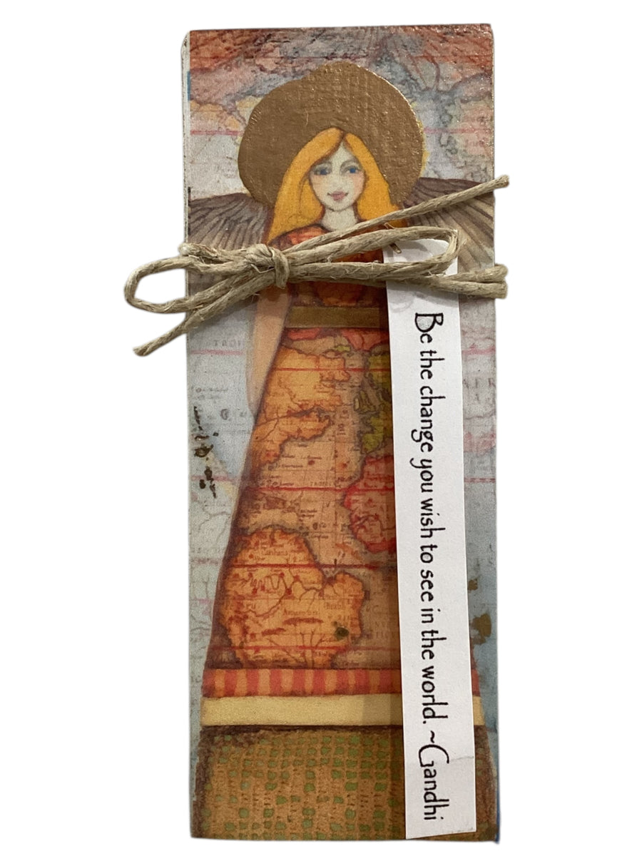 Small Wood Block Angel – Wild Oats & Billy Goats NSB