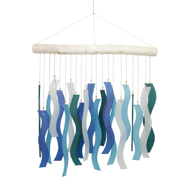 Blue Wave Tumbled Glass Wind Chime – Wild Oats & Billy Goats NSB